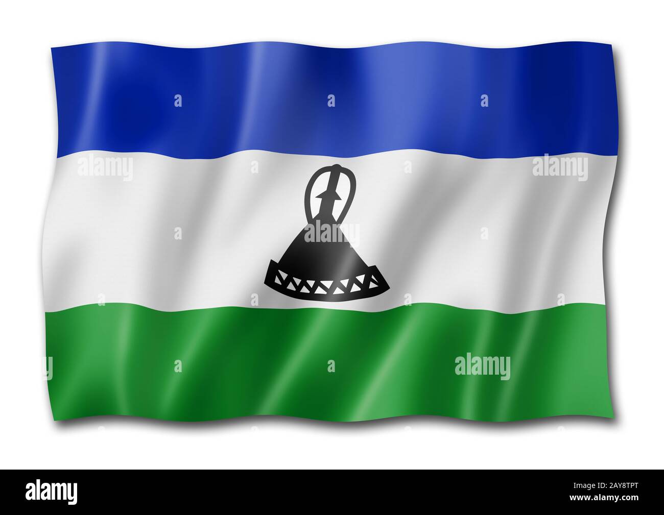 Lesotho flag isolated on white Stock Photo - Alamy