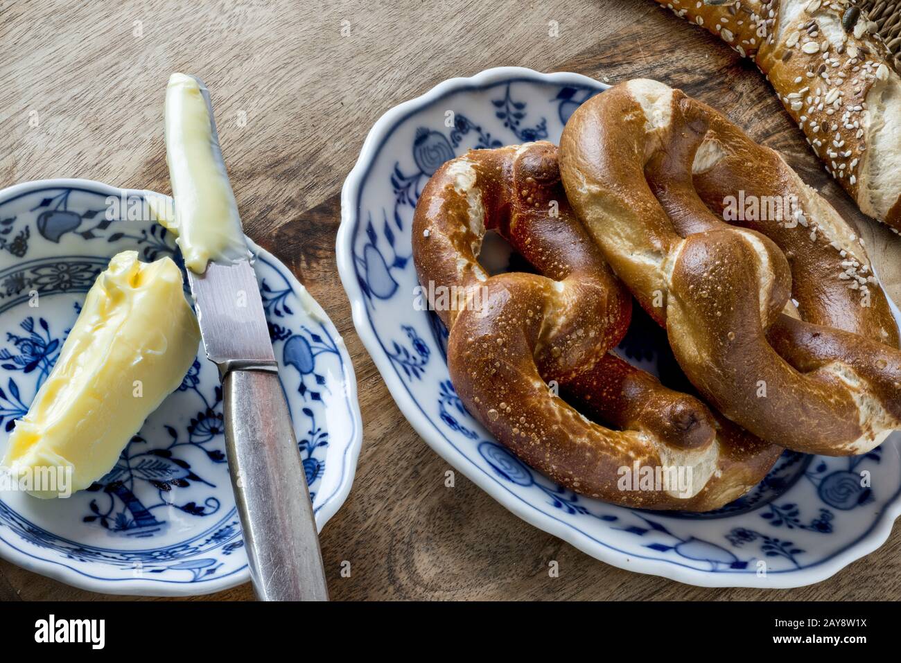 Buttered Bavarian petzels Stock Photo - Alamy