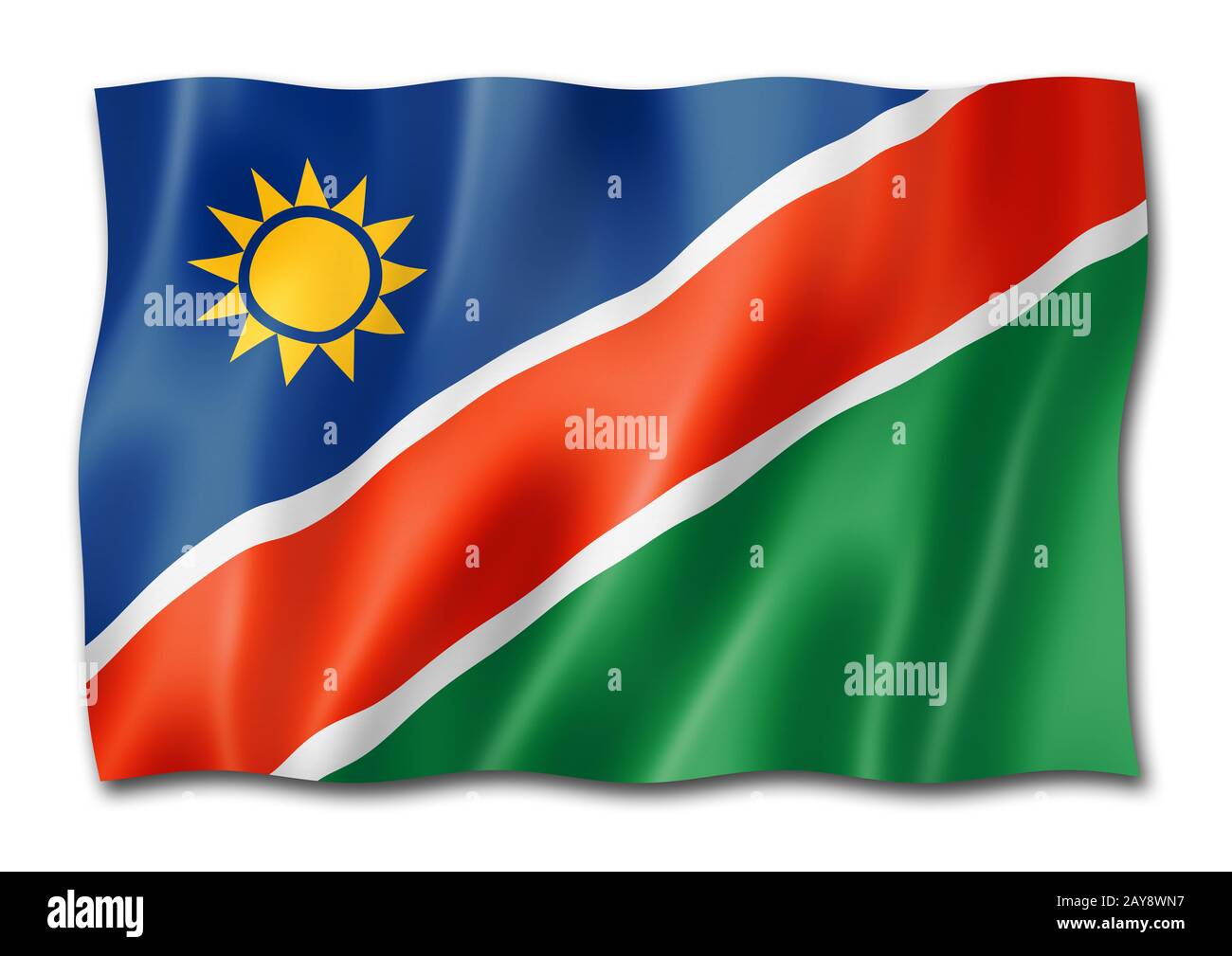 Namibian flag isolated on white Stock Photo - Alamy