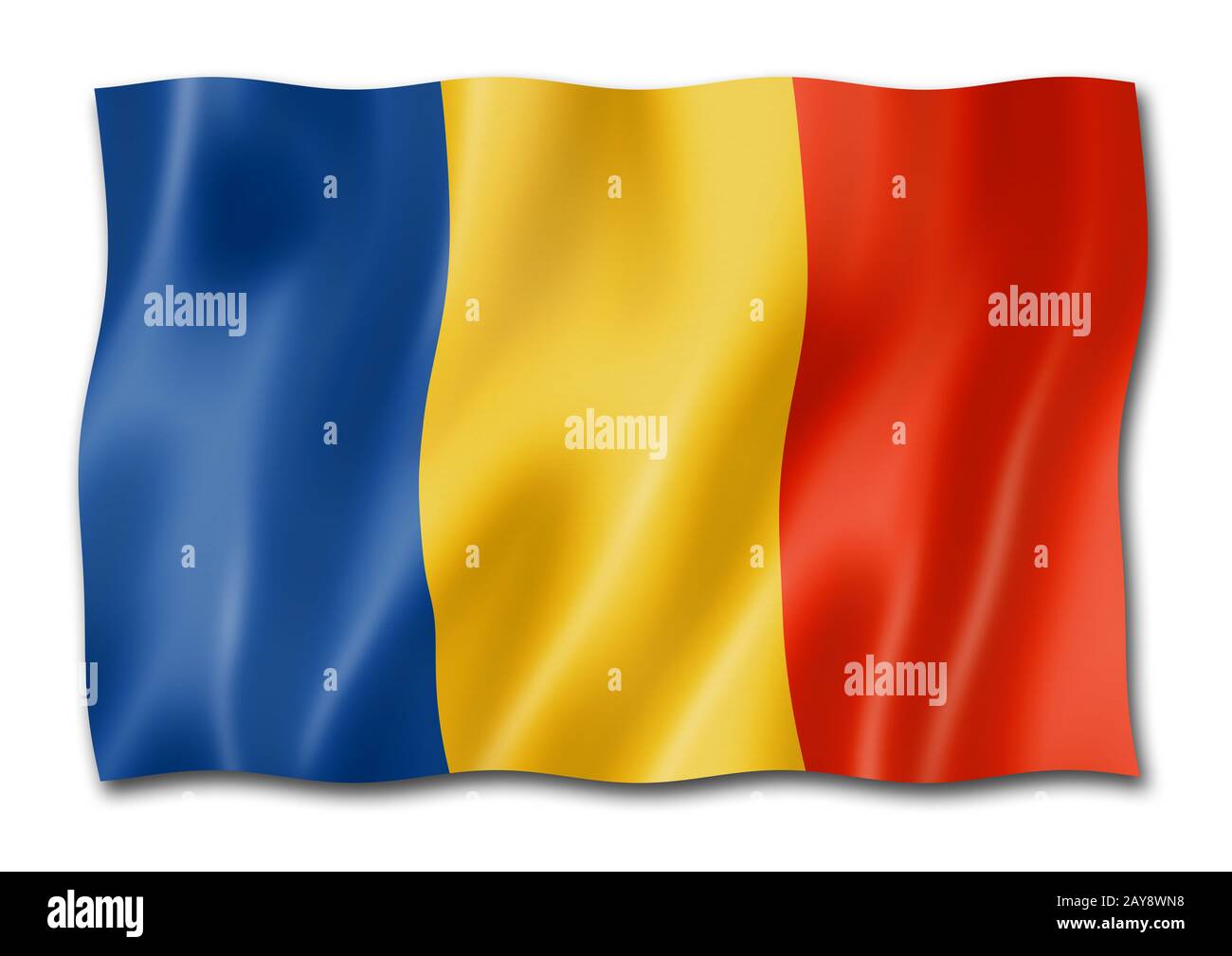 Romanian flag isolated on white Stock Photo - Alamy