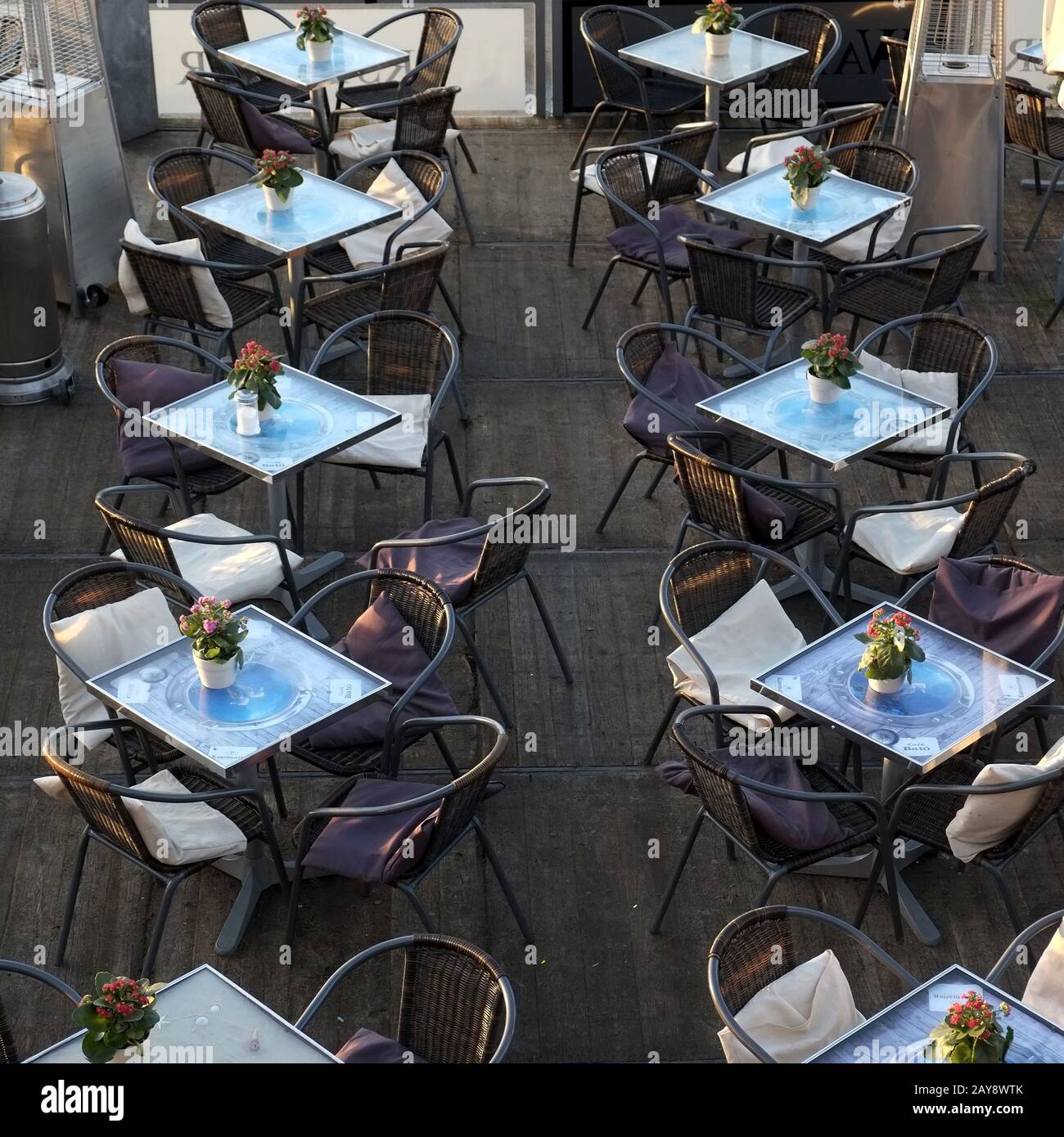 Tables of a excursion restaurant Stock Photo - Alamy