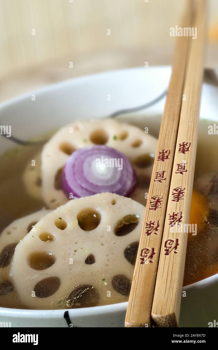 Lotus root soup Stock Photo - Alamy
