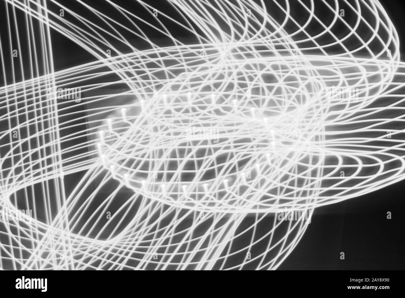 white light trace on black background - long time exposure Stock Photo ...