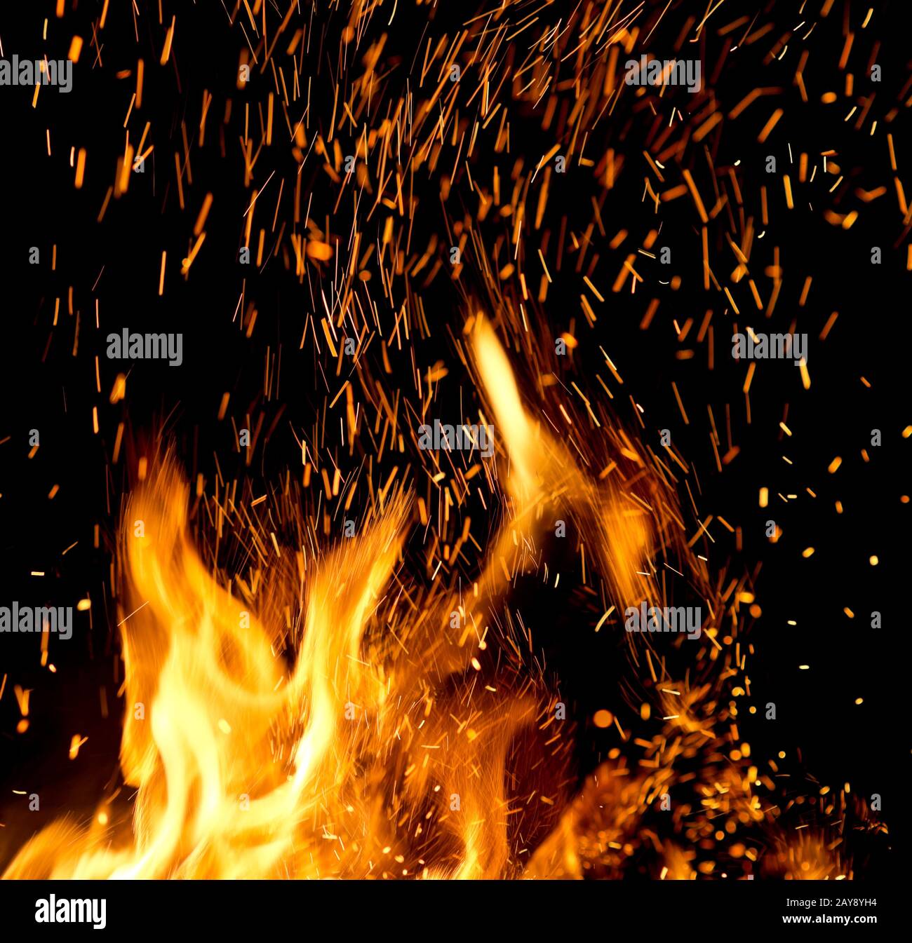 Fire on black Stock Photo - Alamy