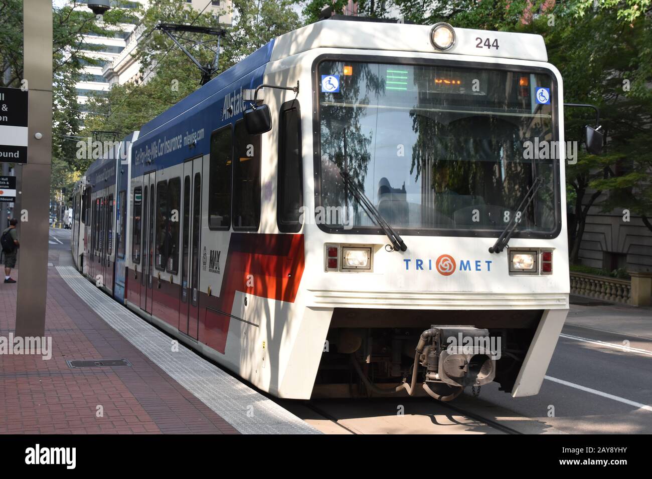 MAX Light Rail Streetcars in Portland, Oregon Stock Photo - Alamy