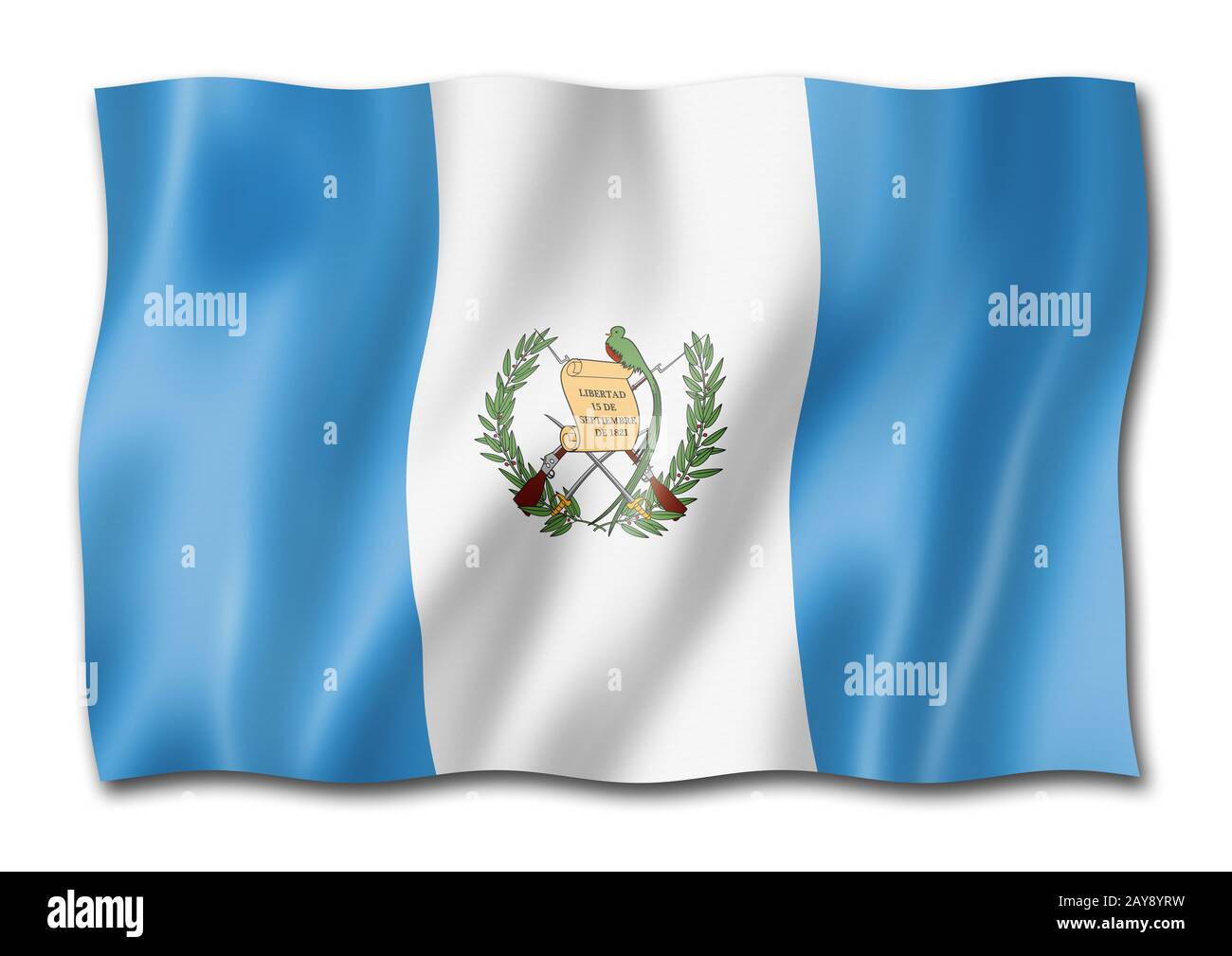 Guatemalan flag isolated on white Stock Photo - Alamy