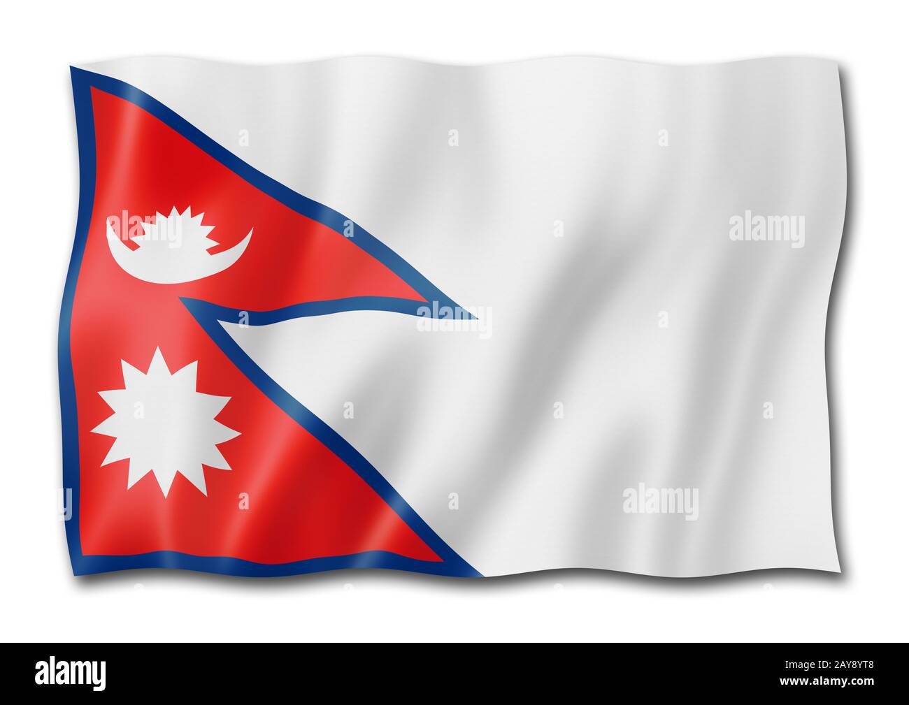 Nepal flag on white Cut Out Stock Images & Pictures - Alamy