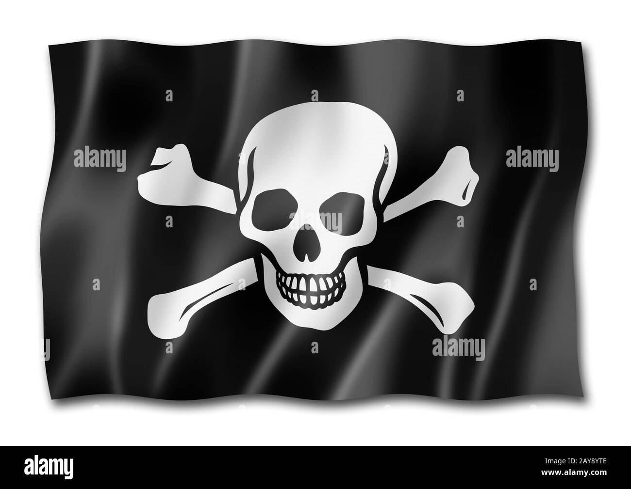 Pirate flag, Jolly Roger isolated on white Stock Photo - Alamy