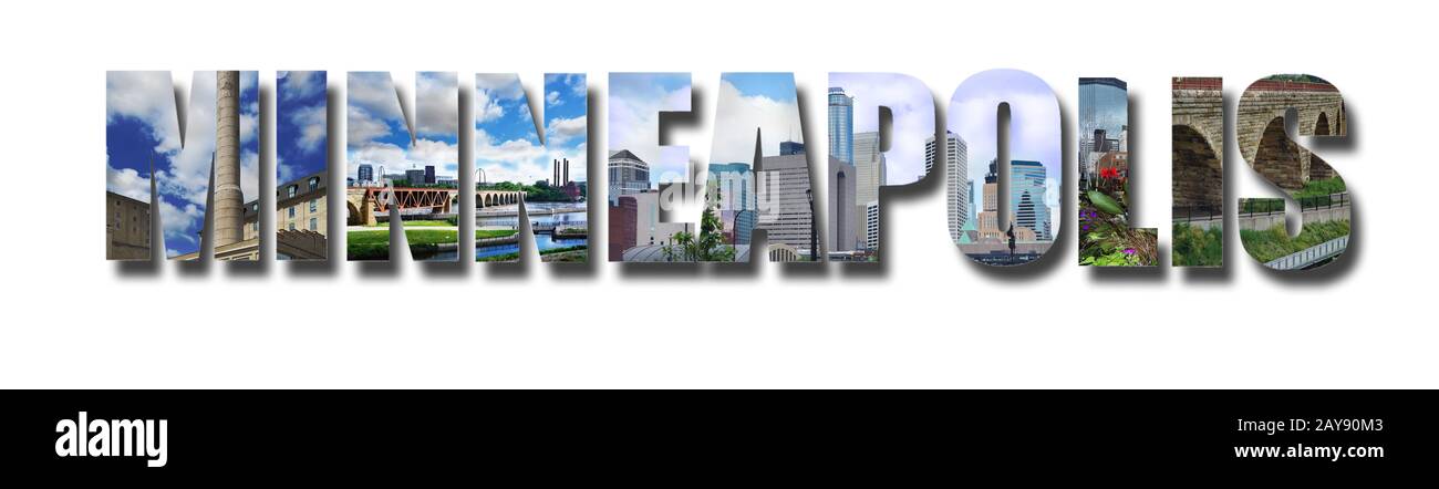 Minneapolis banner collage on white Stock Photo - Alamy