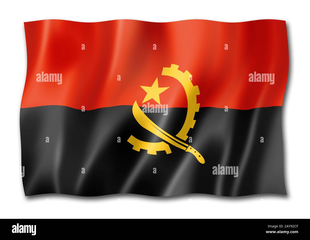 Angolan flag isolated on white Stock Photo - Alamy
