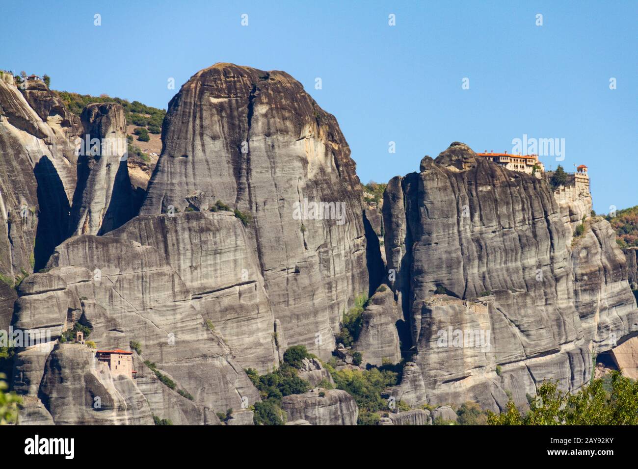 Meteora rock monastery complex in Greece, a UNESCO-listed site Stock ...