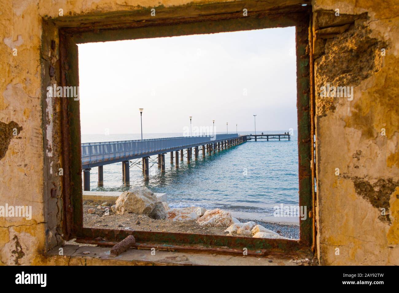 Derelict Window and Pier Stock Photo - Alamy