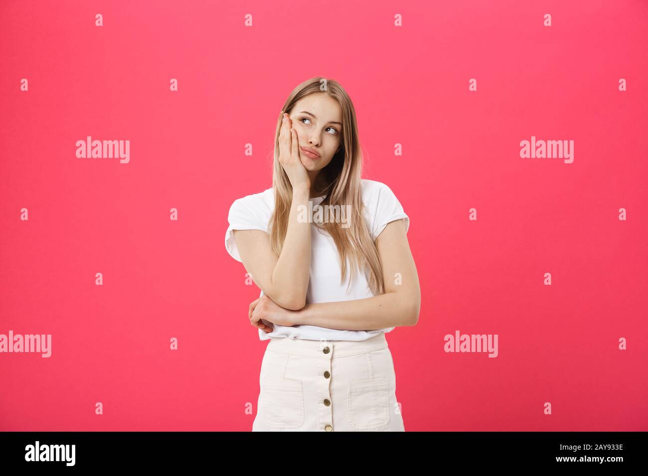 Bored woman. Boring, dull, tedious concept. Young pretty caucasian ...