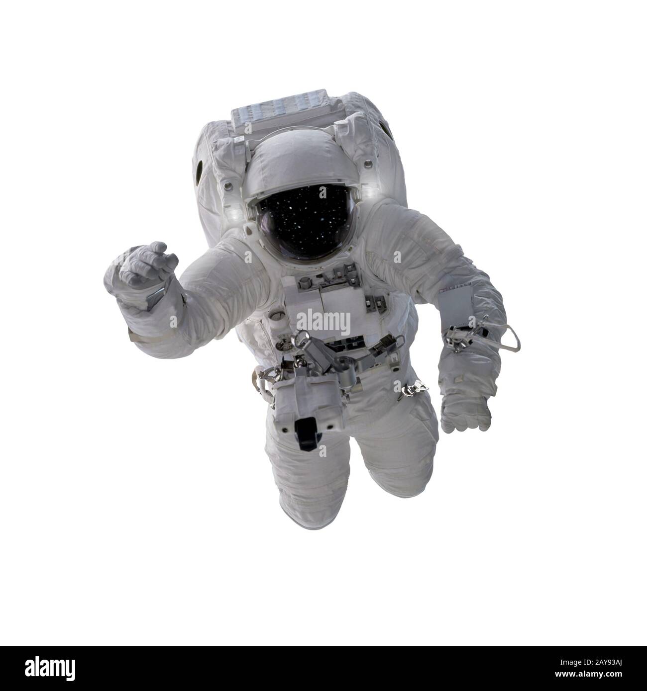 Floating astronaut isolated on white background, elements from NASA ...