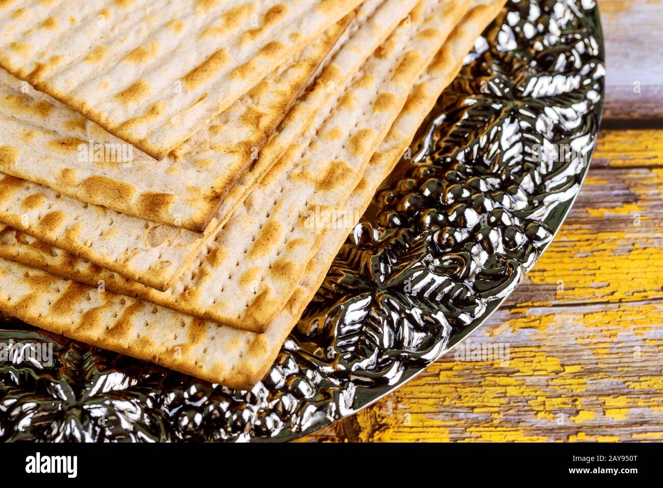 Jewish family celebrating passover matzoh jewish unleavened bread ...