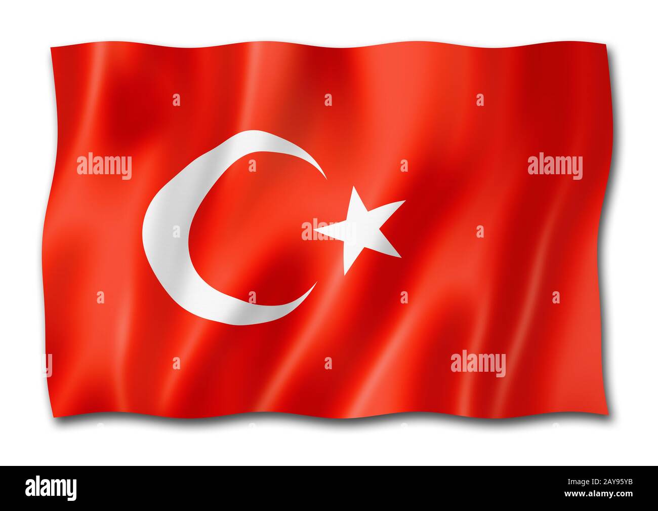 Turkish flag isolated on white Stock Photo - Alamy