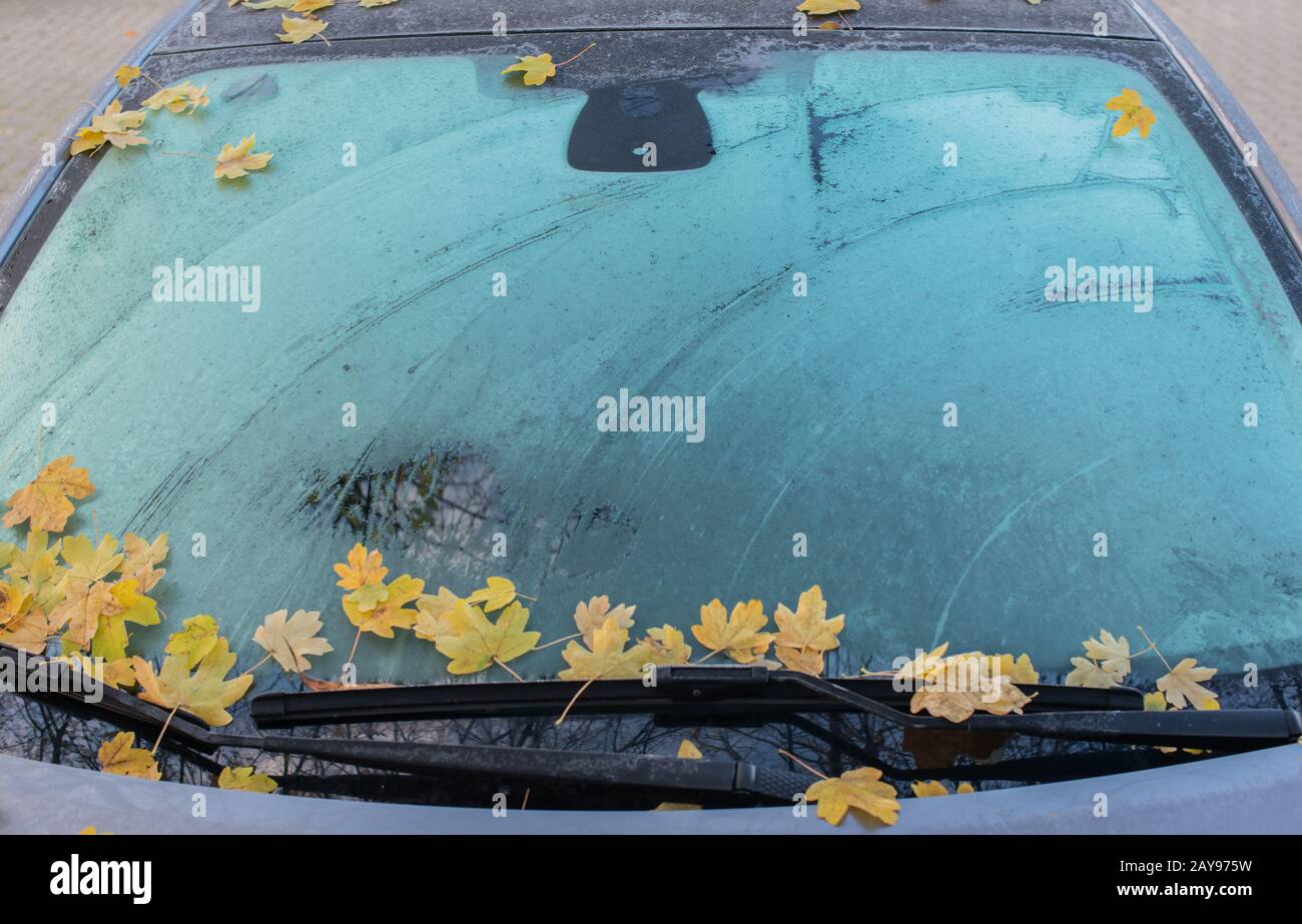 Car window frozen to winter start Stock Photo - Alamy