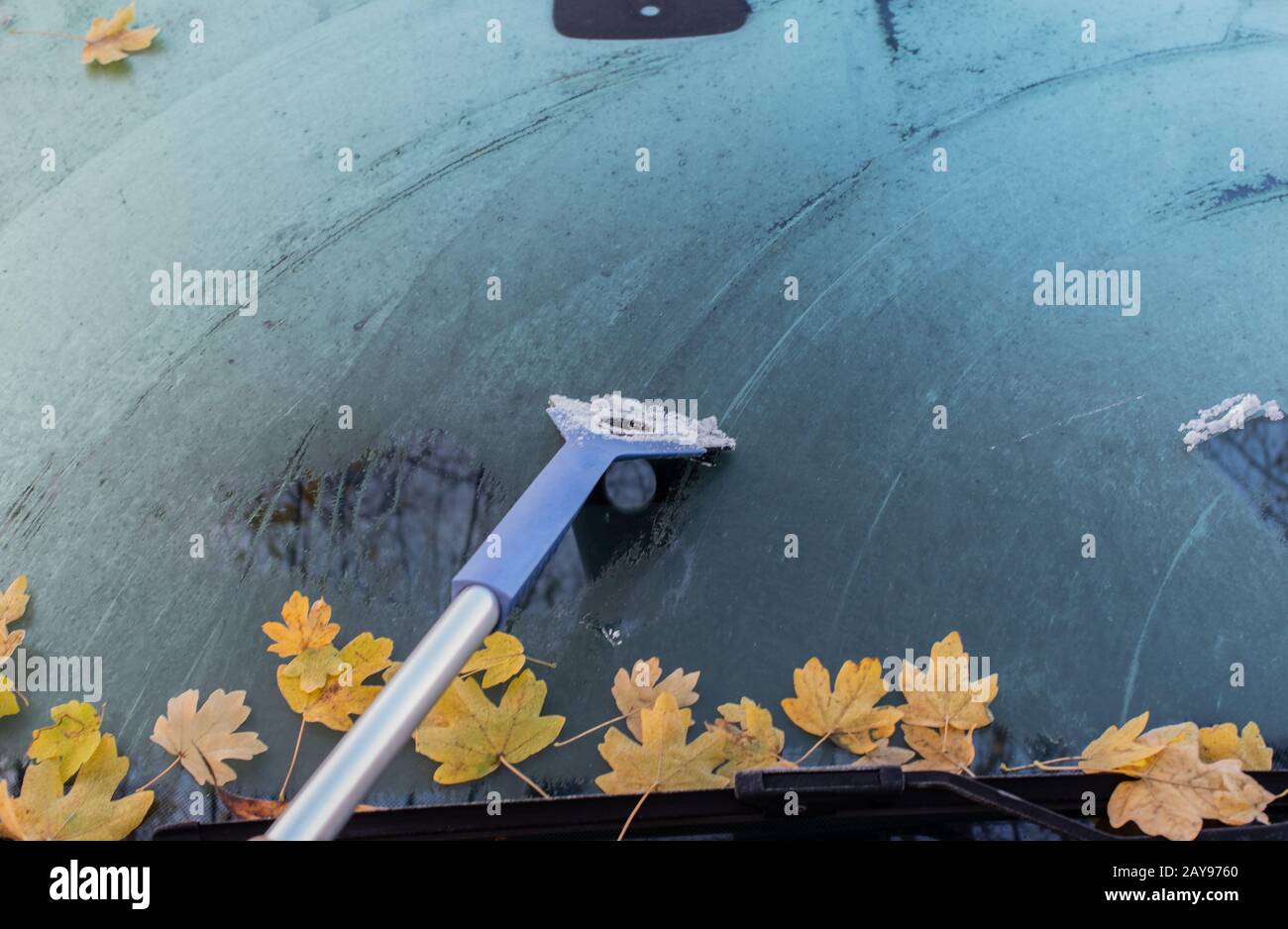 Car window frozen to winter start Stock Photo - Alamy