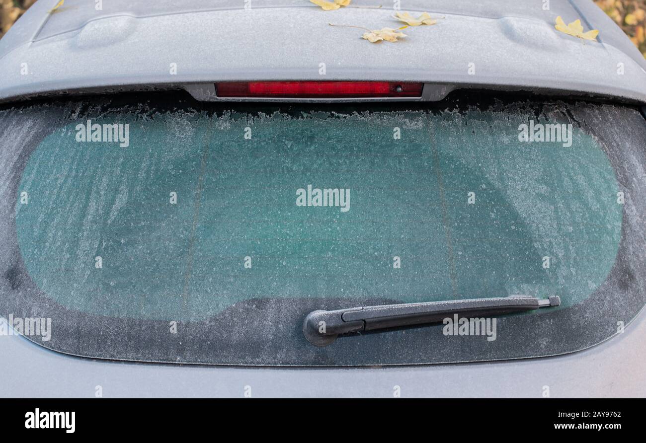 Car window frozen to winter start Stock Photo - Alamy