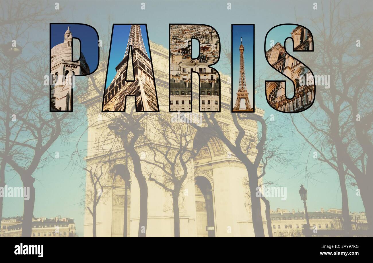 Paris collage of images Stock Photo - Alamy