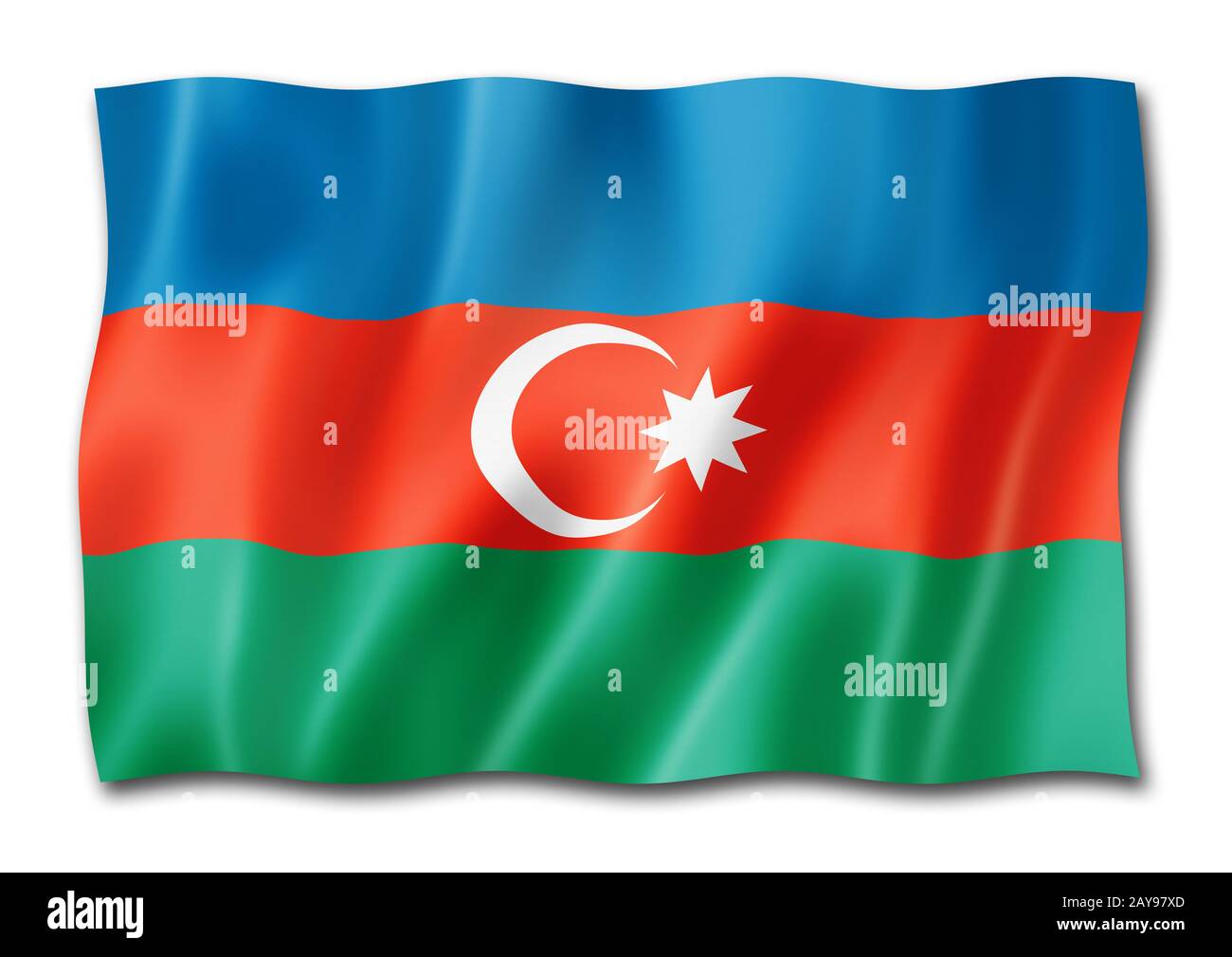 Azerbaijani flag isolated on white Stock Photo - Alamy