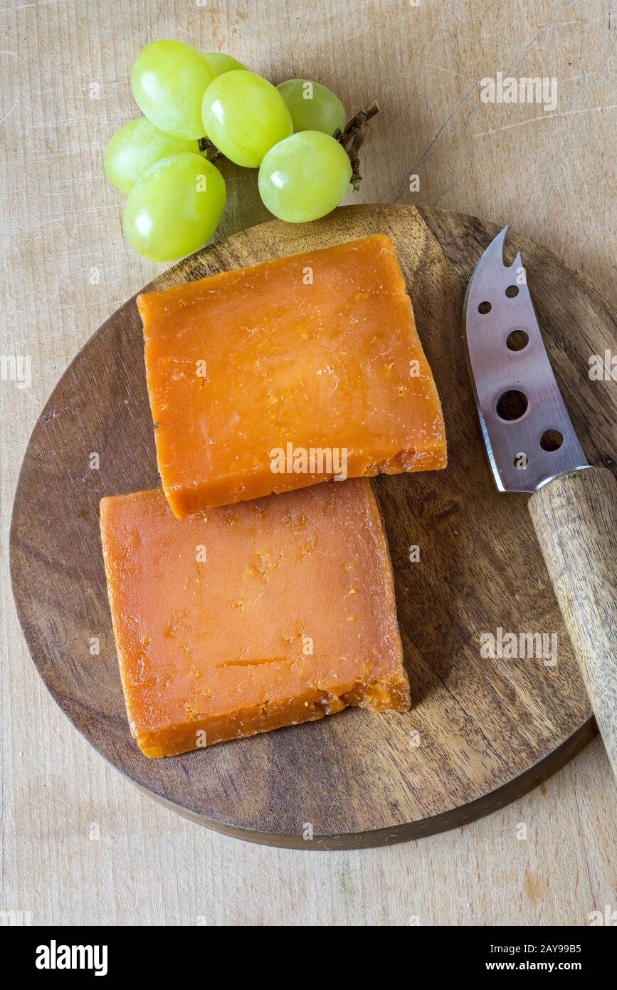 Red Leicester cheese Stock Photo - Alamy