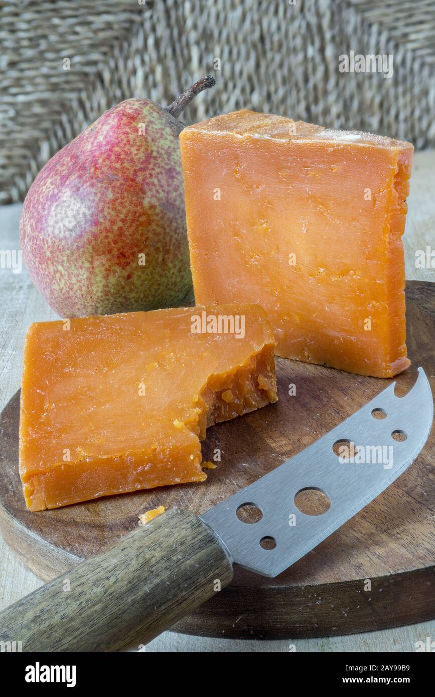 Mature Red Leicester Cheese Stock Photo - Alamy