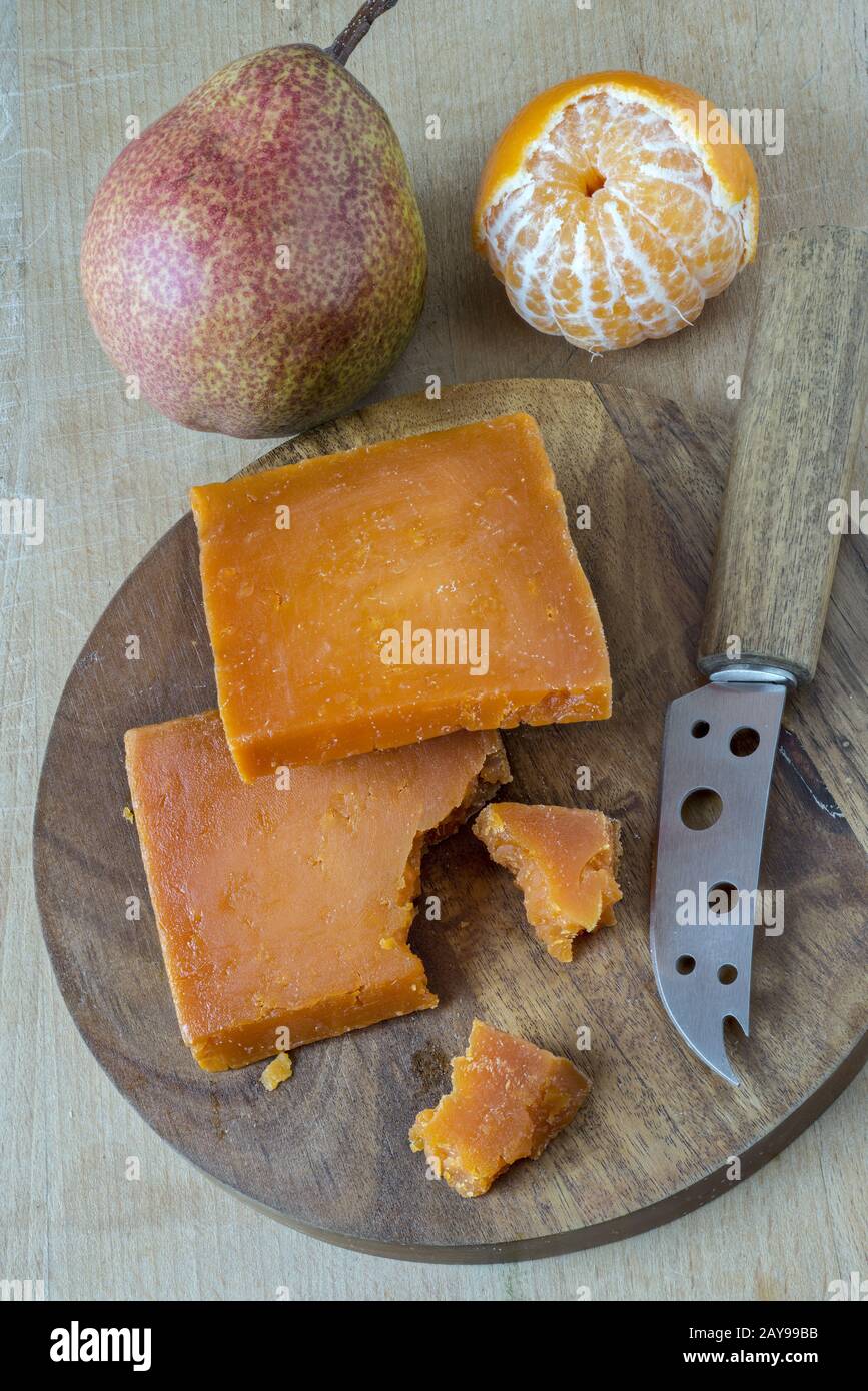 Mature Red Leicester Cheese Stock Photo - Alamy