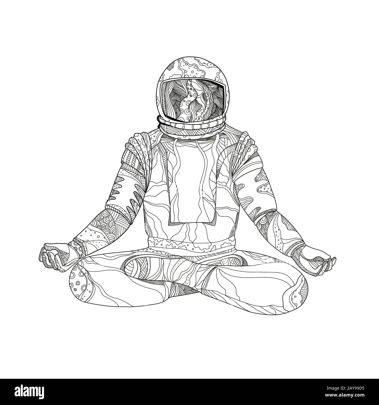 Astronaut doodle spaceman drawing Cut Out Stock Images & Pictures - Alamy