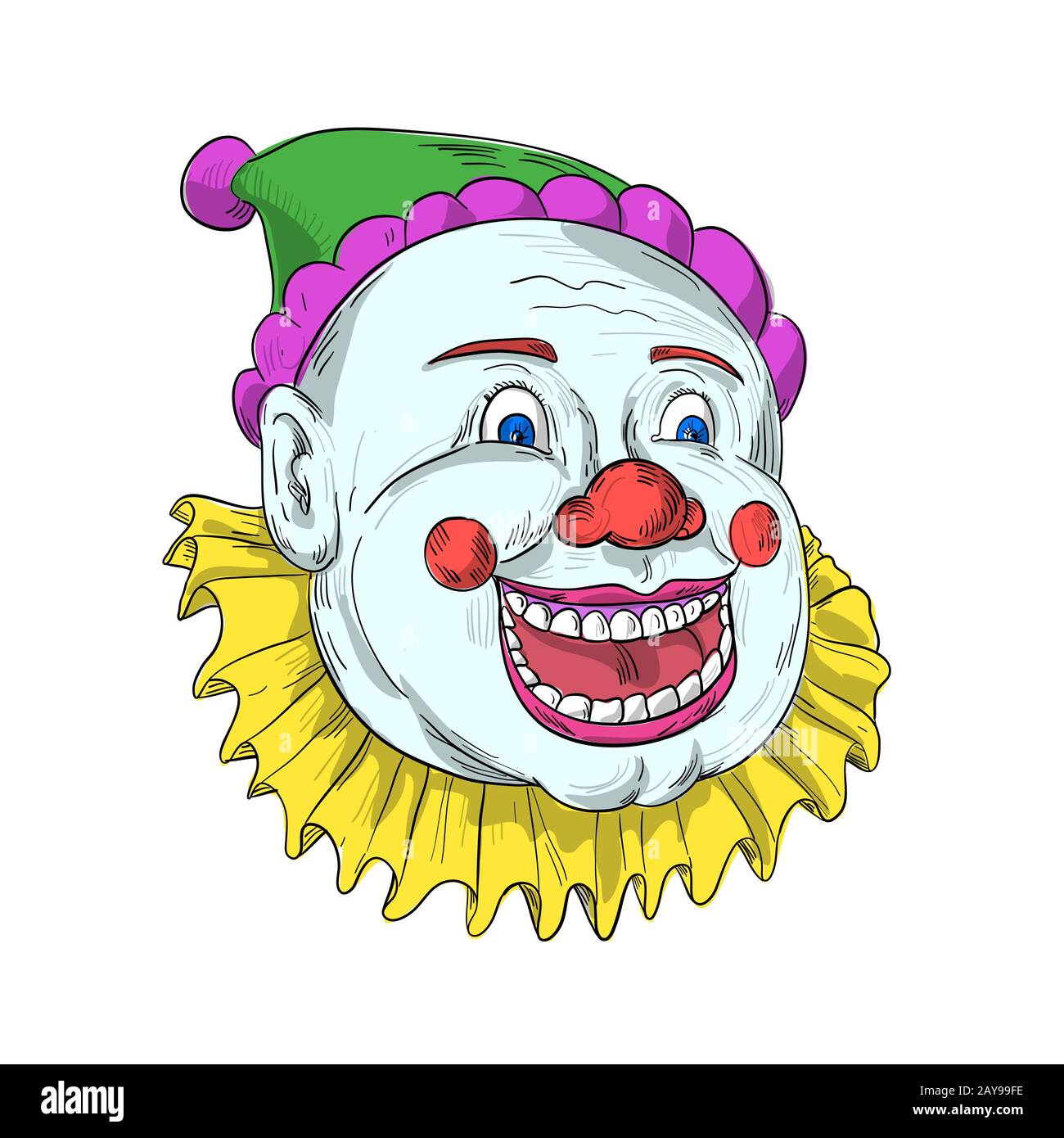Vintage Circus Clown Smiling Drawing Stock Photo - Alamy