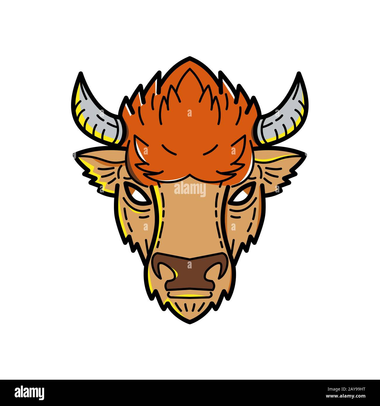 European Bison Mono Line Art Stock Photo - Alamy