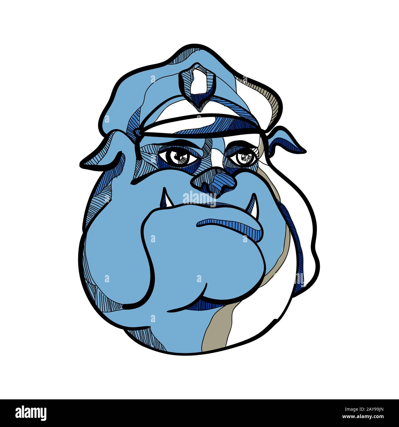 Bulldog Policeman Head Drawing Stock Photo - Alamy