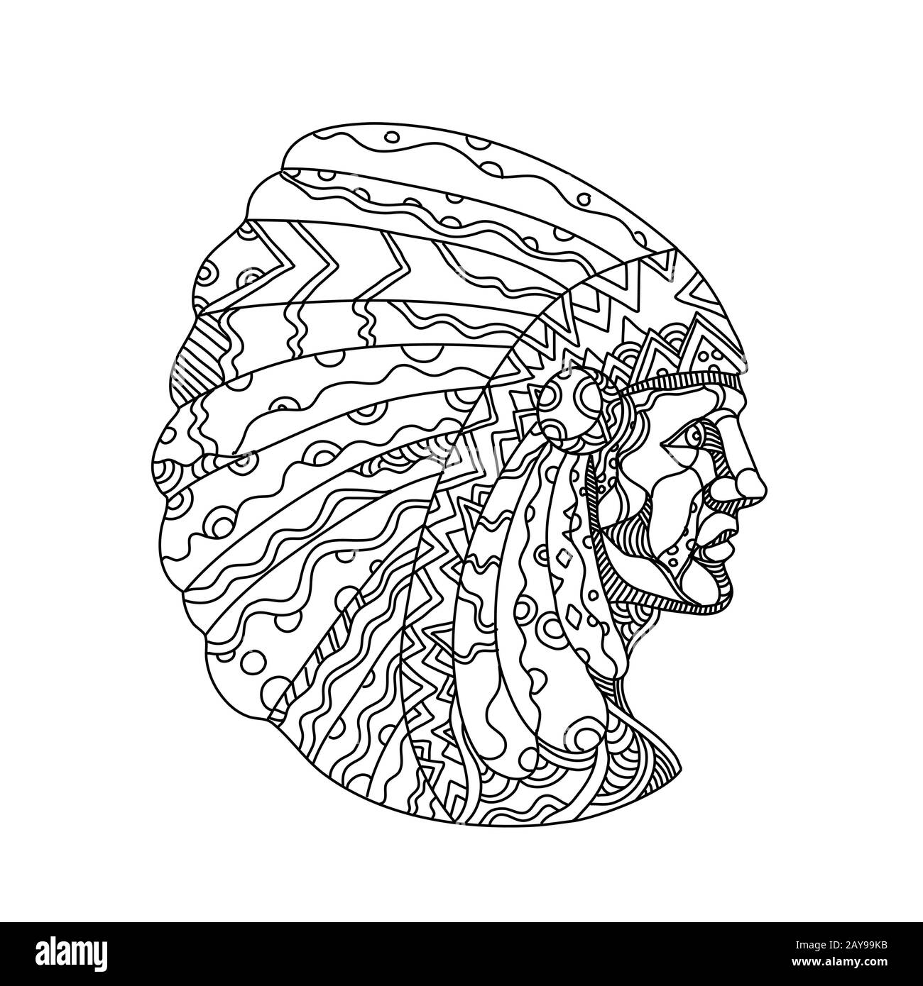 Indian chief war bonnet Black and White Stock Photos & Images - Alamy