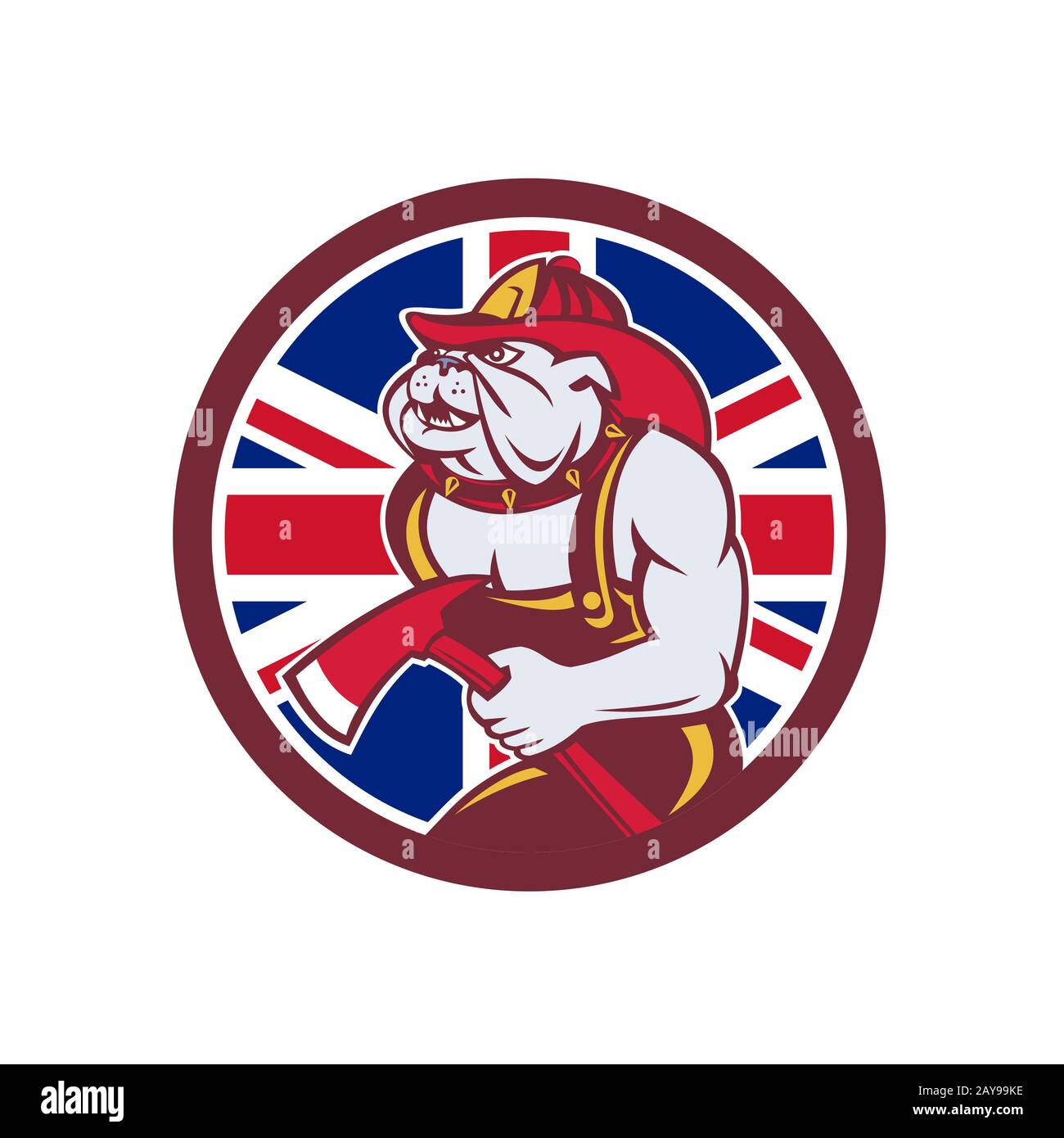 British Bulldog Fireman Union Jack Flag Icon Stock Photo - Alamy