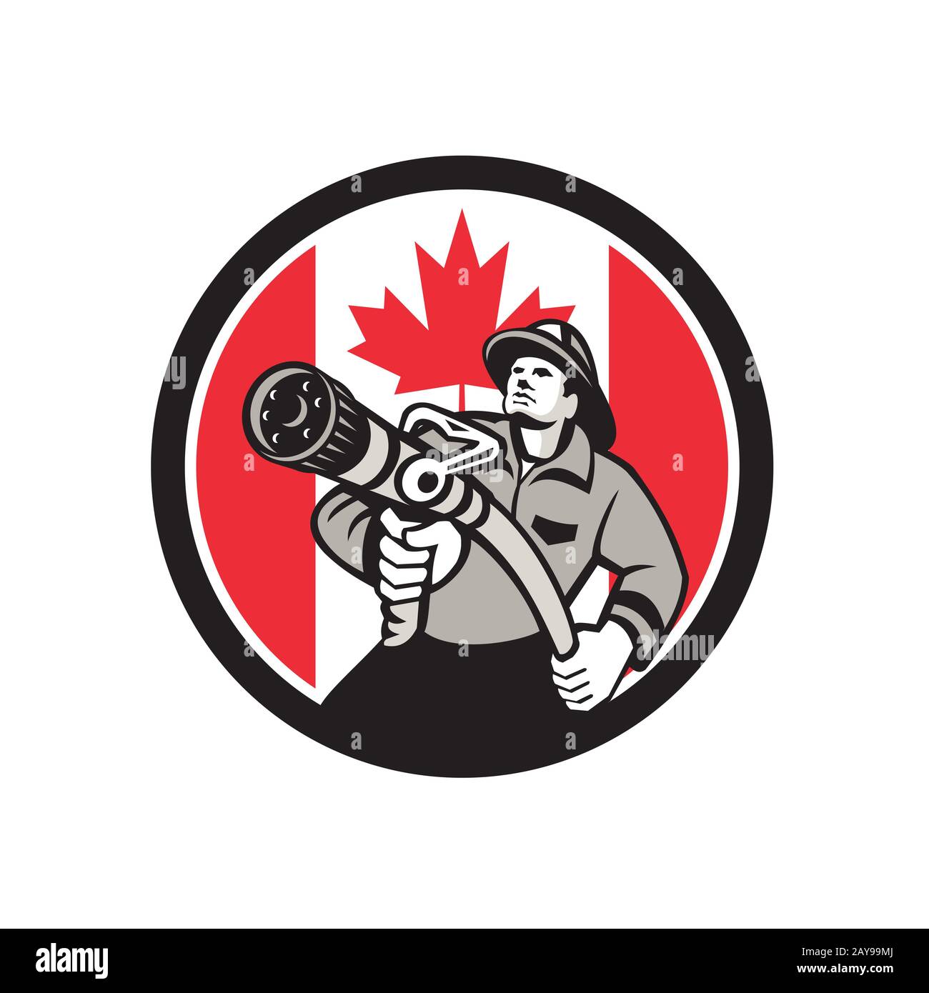 Canadian Fireman Canada Flag Icon Stock Photo - Alamy