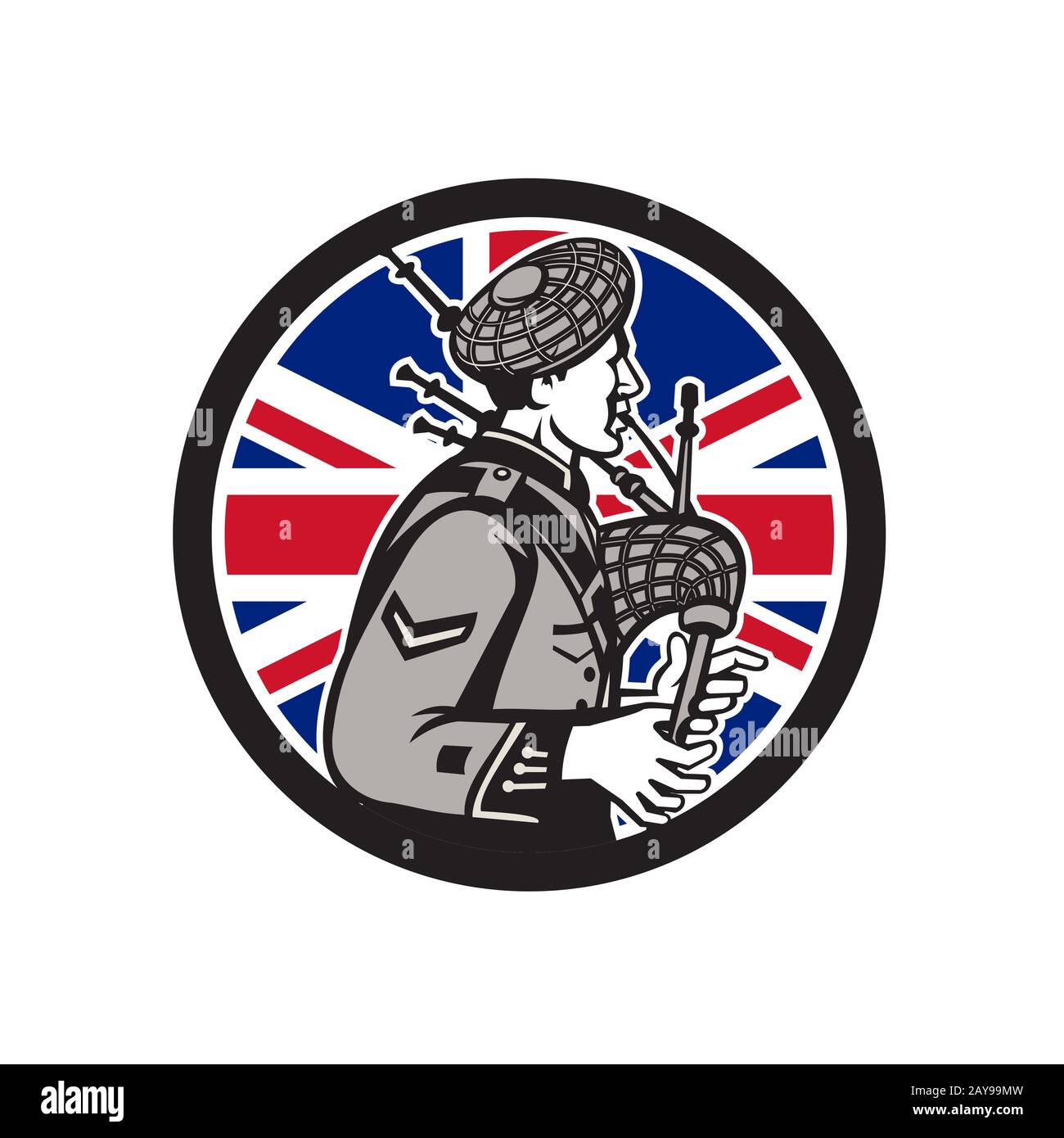 British Bagpiper Union Jack Flag Icon Stock Photo - Alamy