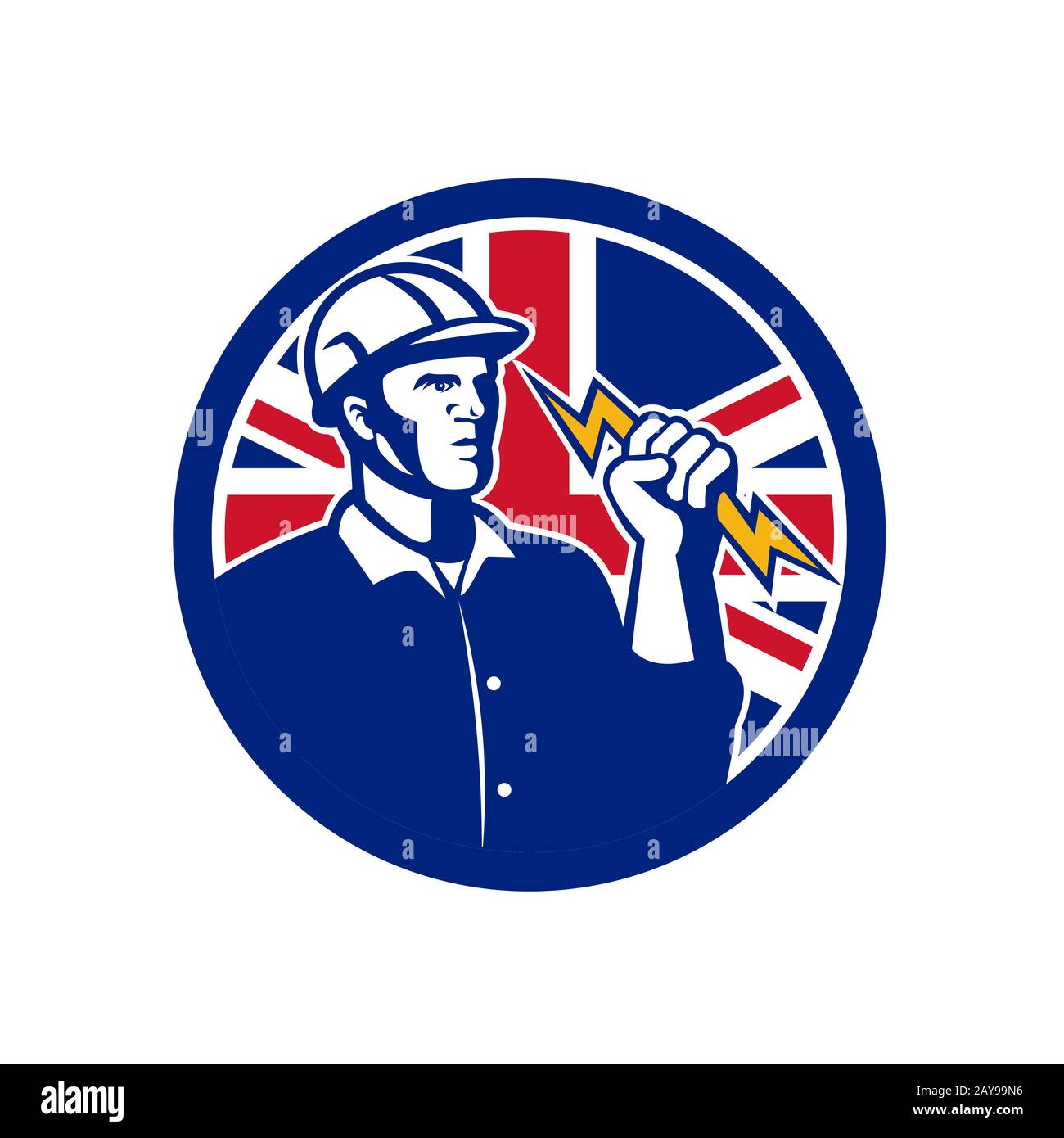 British Power Lineman Union Jack Flag Icon Stock Photo - Alamy