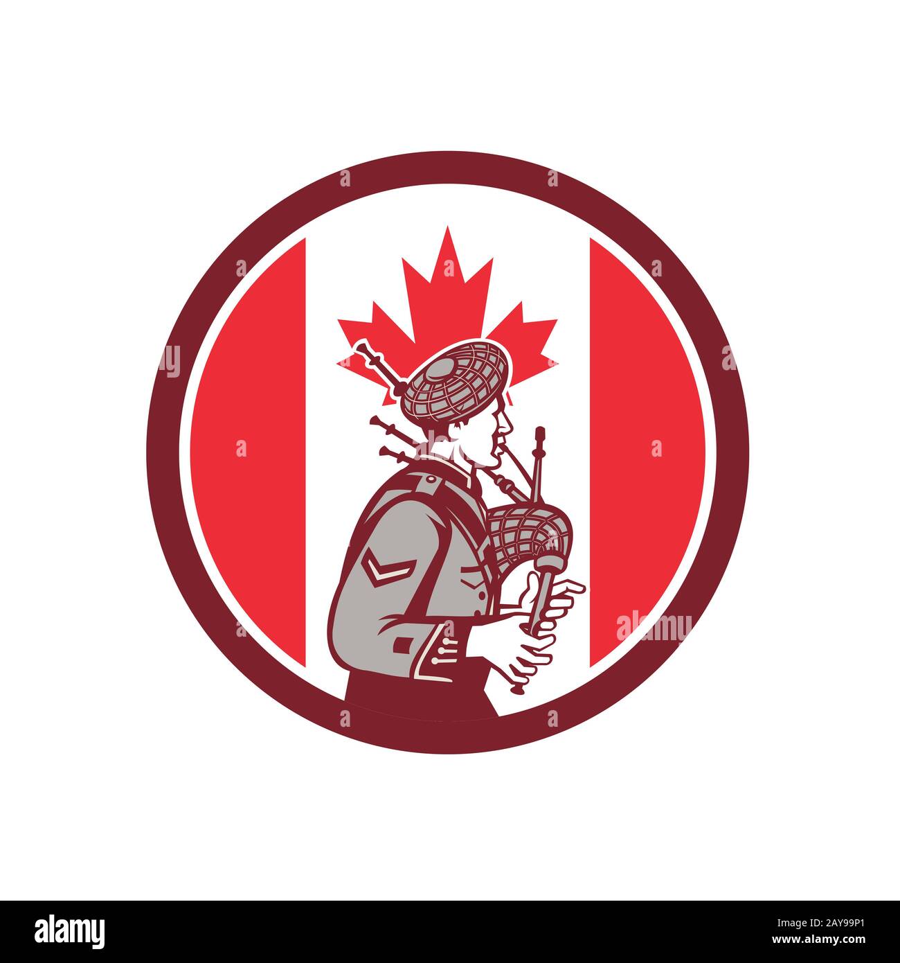Canadian Bagpiper Canada Flag Icon Stock Photo - Alamy