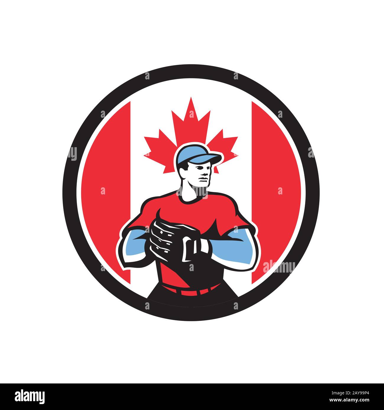Canadian Baseball Pitcher Canada Flag Icon Stock Photo - Alamy