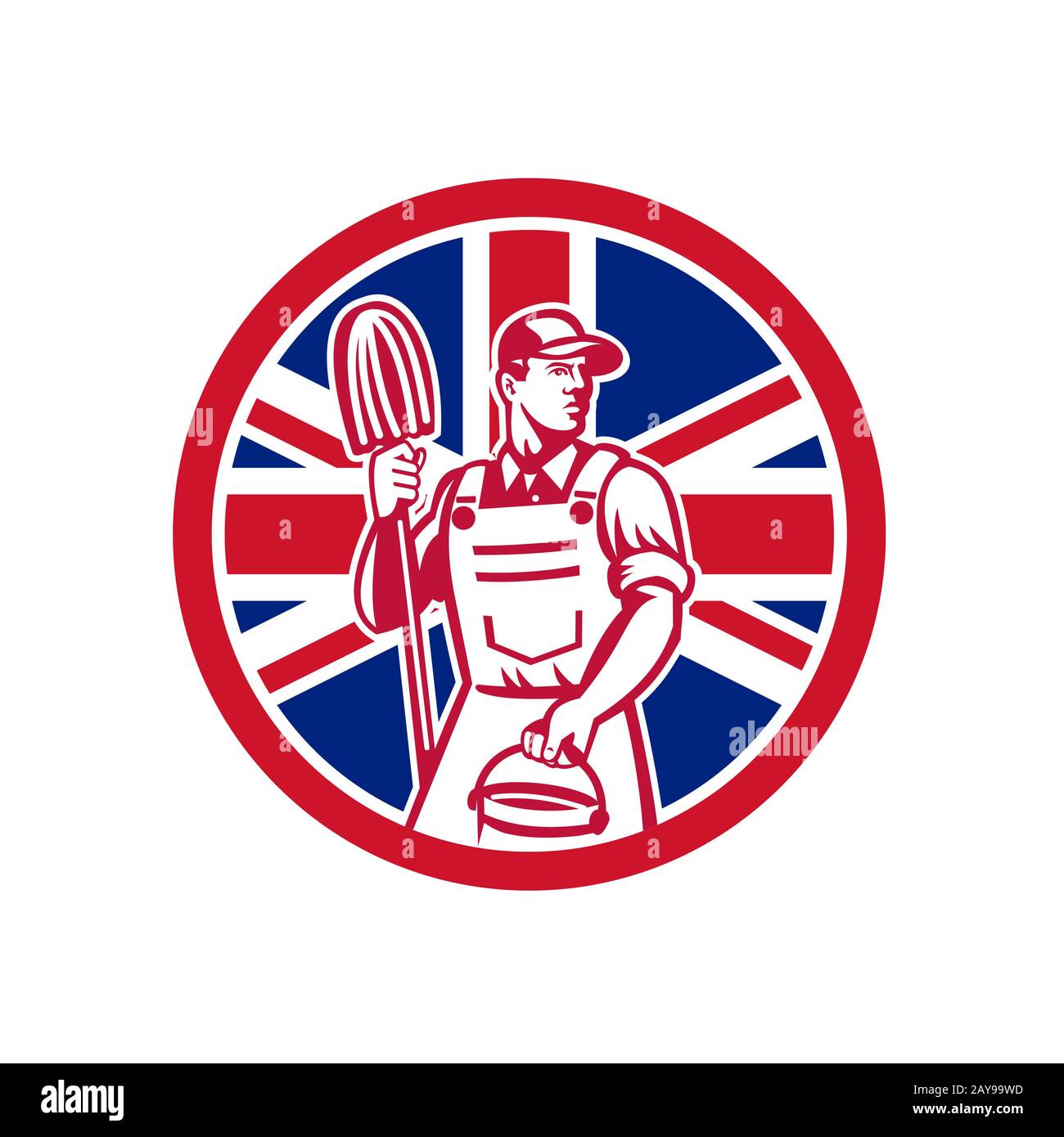 British Professional Cleaner Union Jack Flag Icon Stock Photo - Alamy