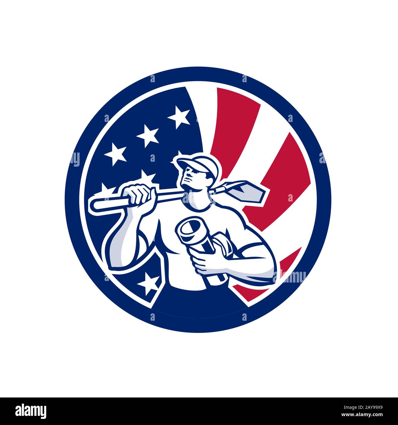 American Drainlayer USA Flag Icon Stock Photo - Alamy