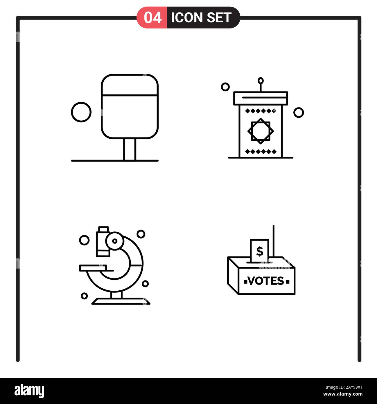 Set of 4 Line Style Icons for web and mobile. Outline Symbols for print ...