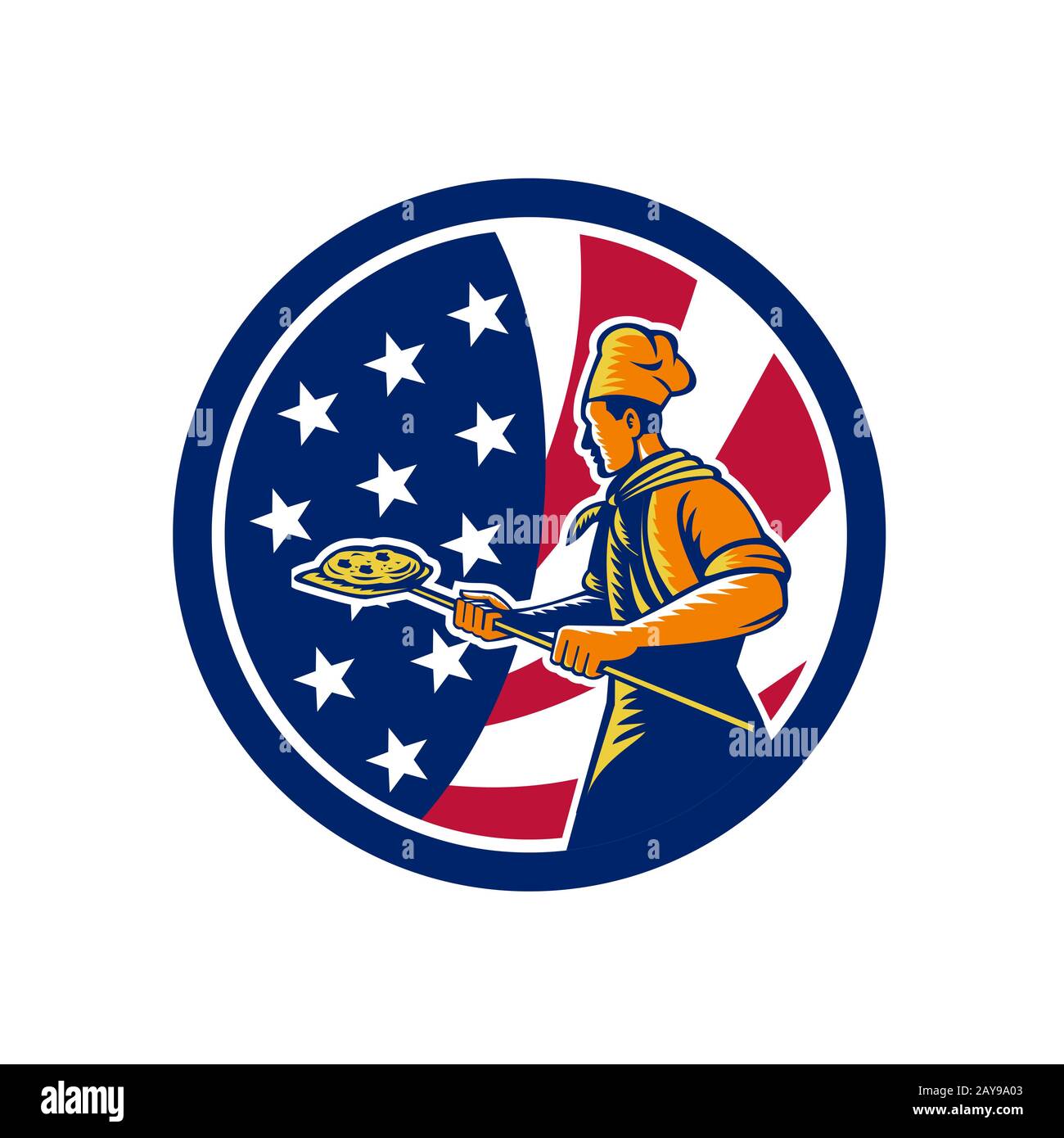 American Pizza Baker USA Flag Icon Stock Photo - Alamy