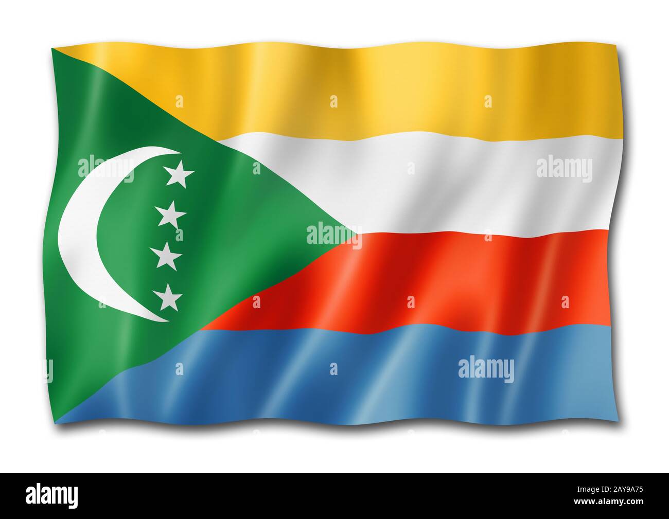 Comorian flag isolated on white Stock Photo - Alamy
