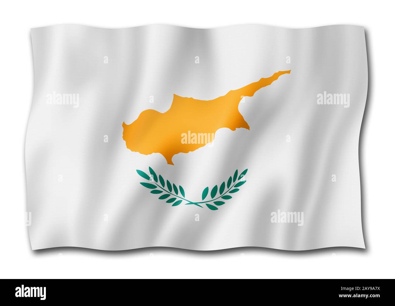 Cyprus flag waving on Cut Out Stock Images & Pictures - Alamy