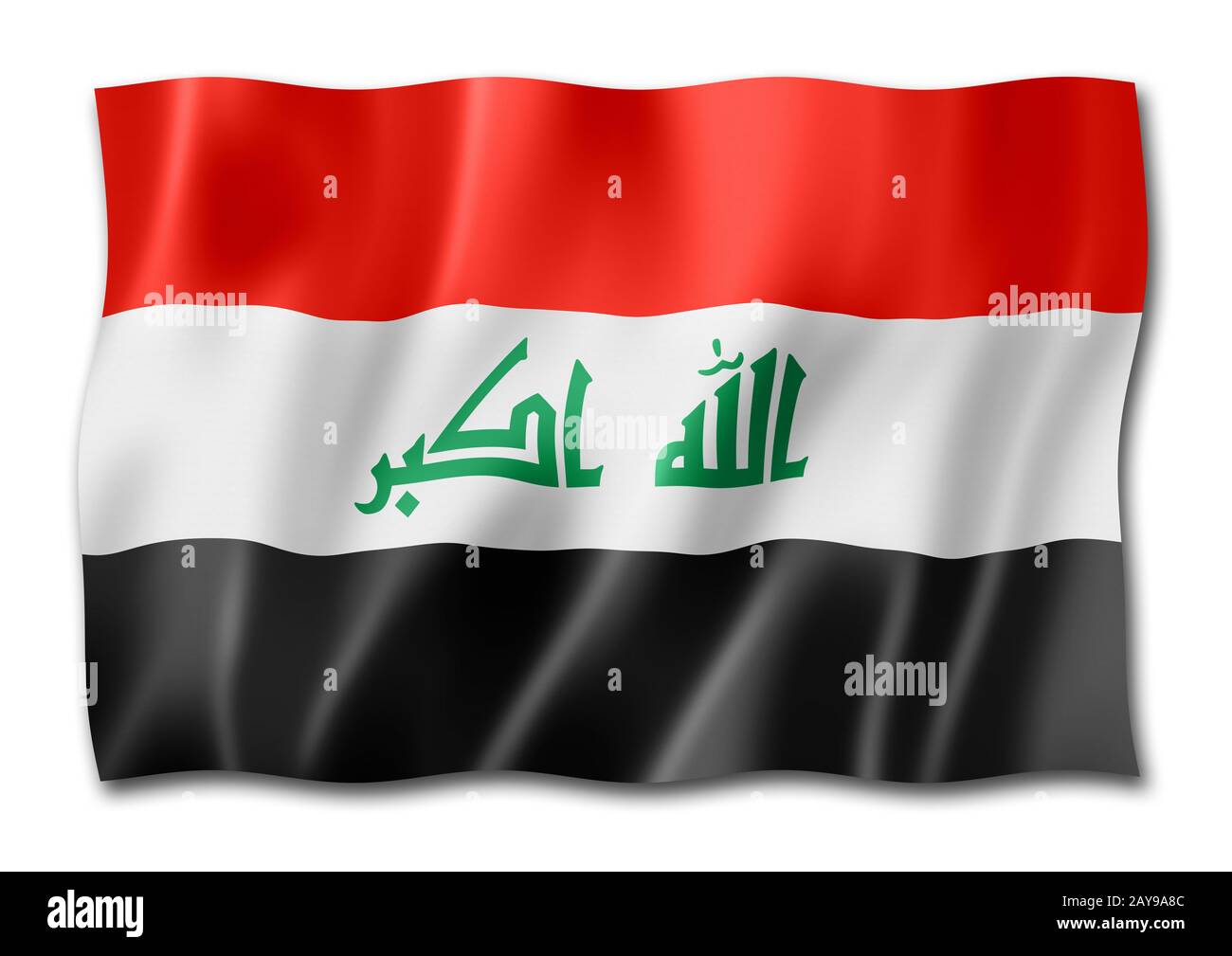 Iraqi flag isolated on white Stock Photo - Alamy