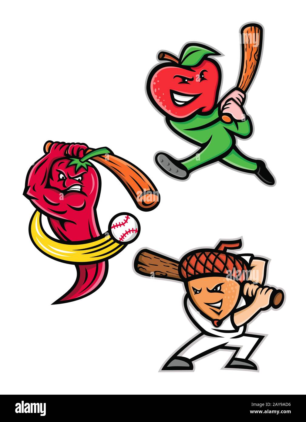 Fruit Baseball Sports Mascot Collection Stock Photo - Alamy