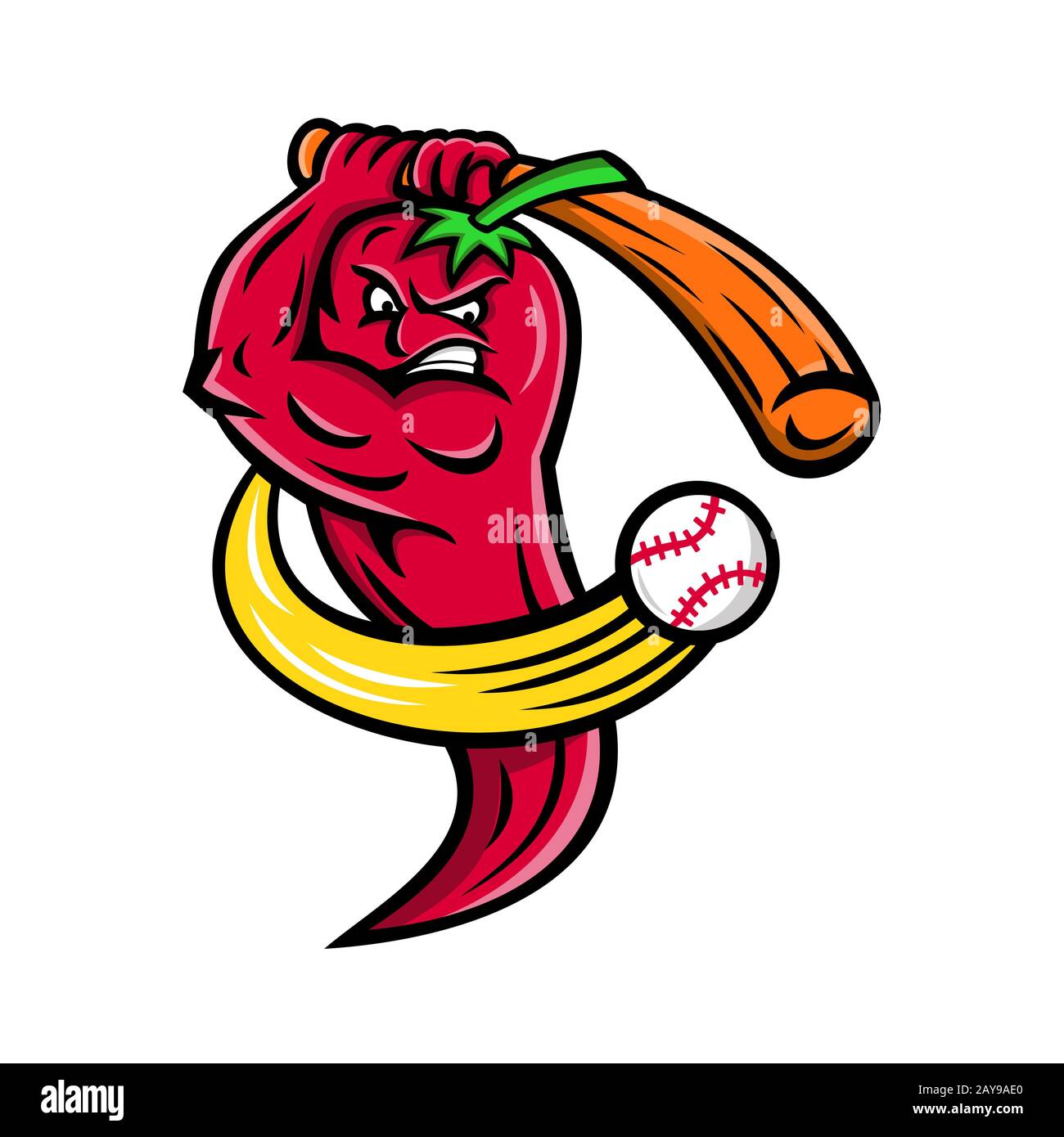 Red Chili Pepper Baseball Mascot Stock Photo - Alamy