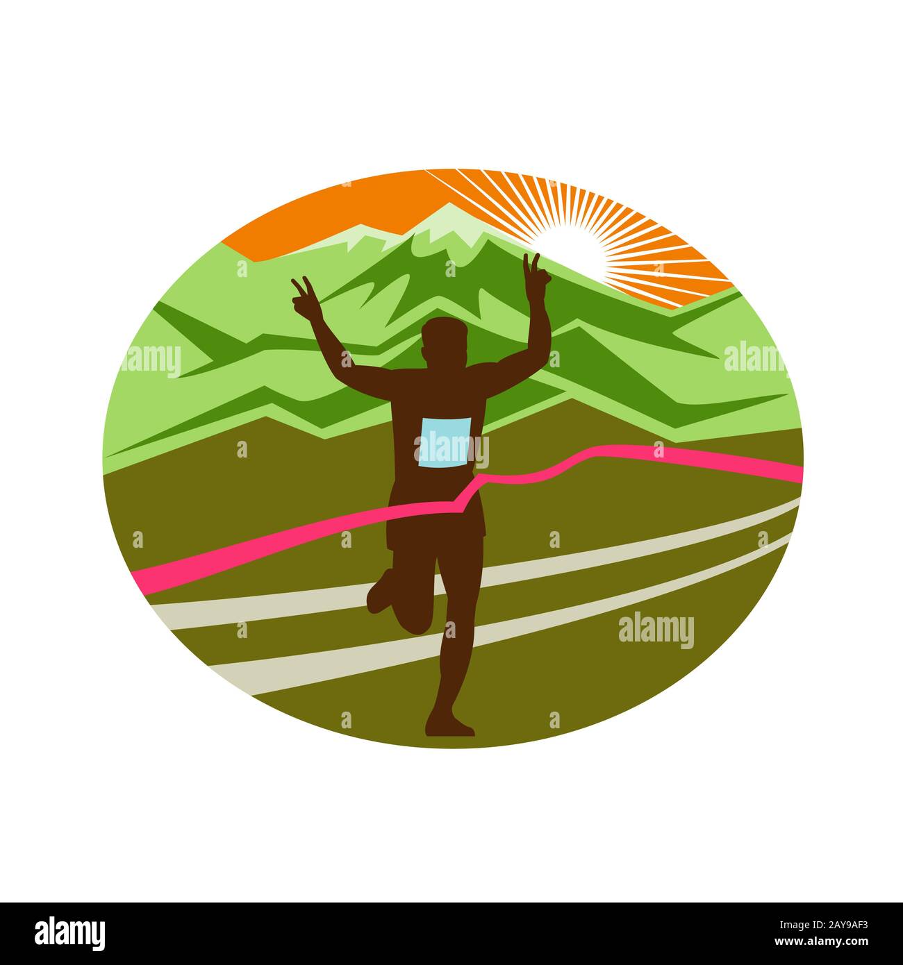 Marathon Finisher Oval Stock Photo - Alamy