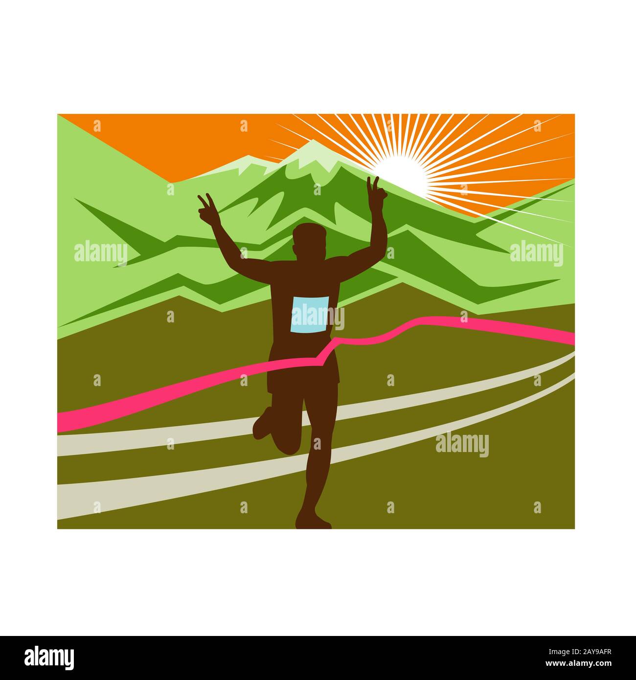 Marathon Race Finisher Stock Photo - Alamy